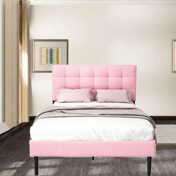 ZIRUWU Pink Frame Full Platform Bed ZZQ-AND825A14 - The Home Depot