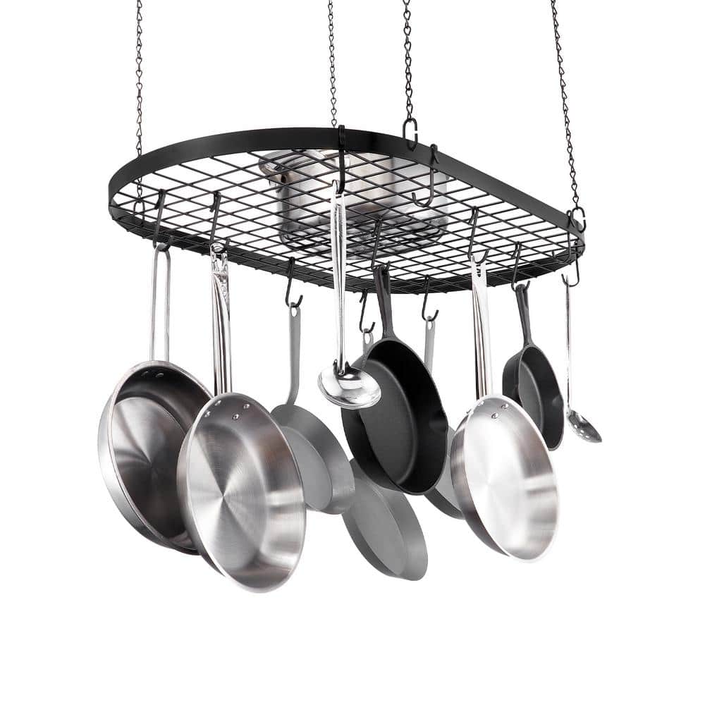 SVOPES 32-in. Hanging Pot Rack Ceiling Mount, 80 lbs. Load, 12 S Hooks ...