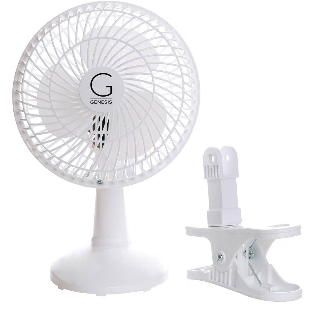 GENESIS 6 in. Convertible Table-Top and Clip Fan in White ...