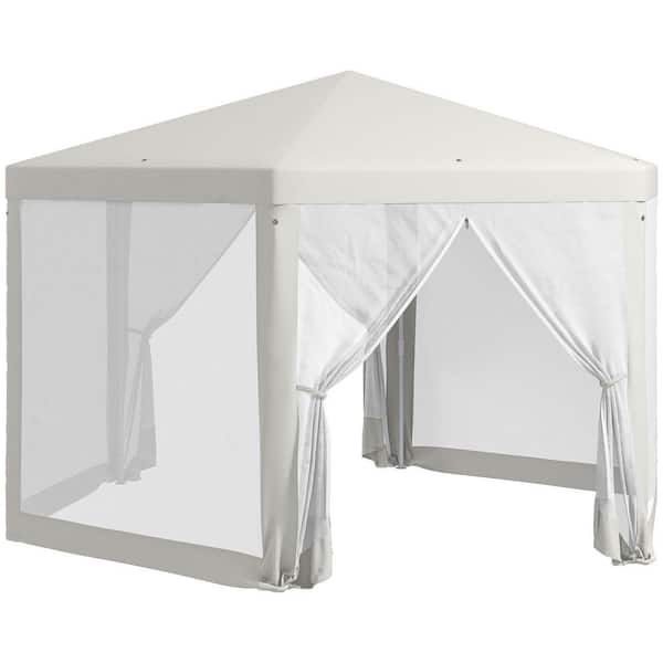 cenadinz 11 ft. x 13 ft. White Outdoor Party Tent with Protective Mesh ...