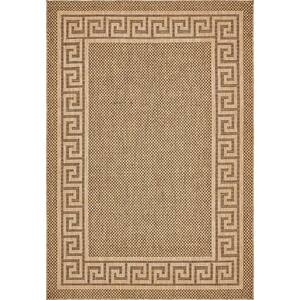 Unique Loom Outdoor Greek Key Brown 6' 0 x 9' 0 Area Rug 3135614