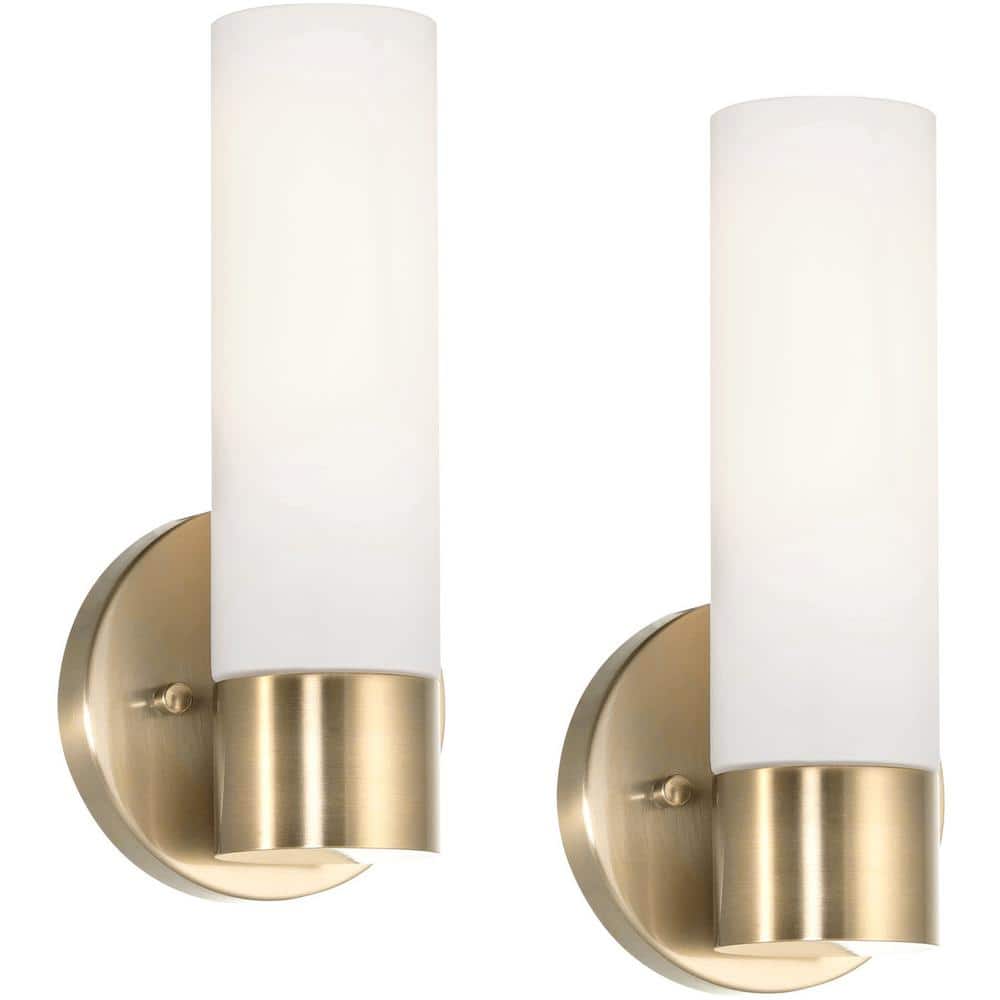 Kira Home Sol 60-Watt 1-Light Cool Brass Modern Wall Sconce with ...