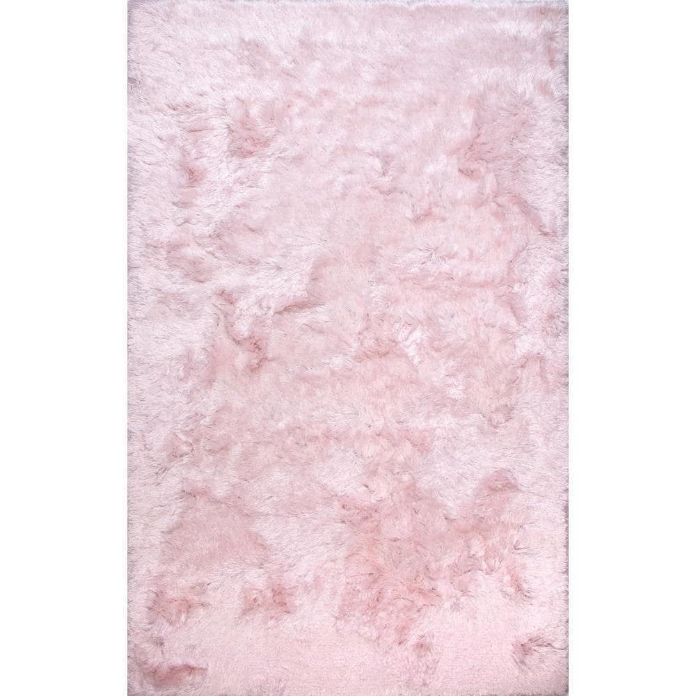 nuLOOM Latonia Silken Shag Baby Pink 5 ft. x 8 ft. Indoor Area Rug ...