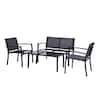 maocao hoom Black 4-Piece Wicker Patio Conversation Seating Set with ...