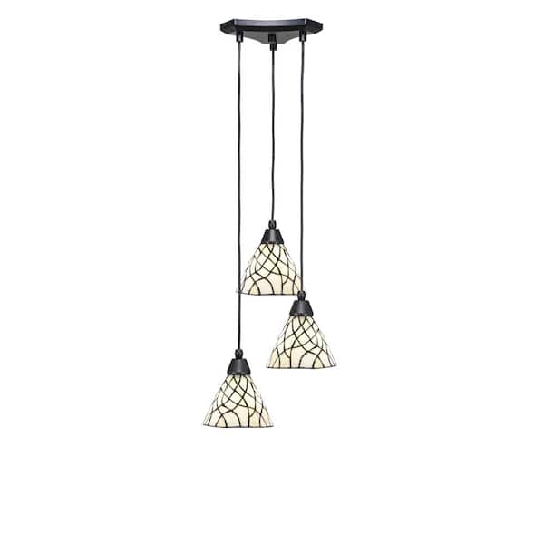 Condor 3 Light Matte Black, Cluster Pendant Light with 7 in. Sandhill ...