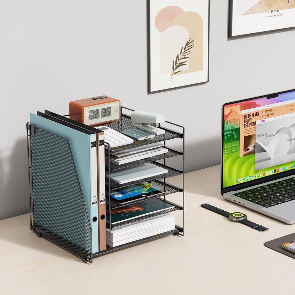 12.4 in. x 11.8 in. Desk Organizers and Accessories, 6-Tier Paper ...