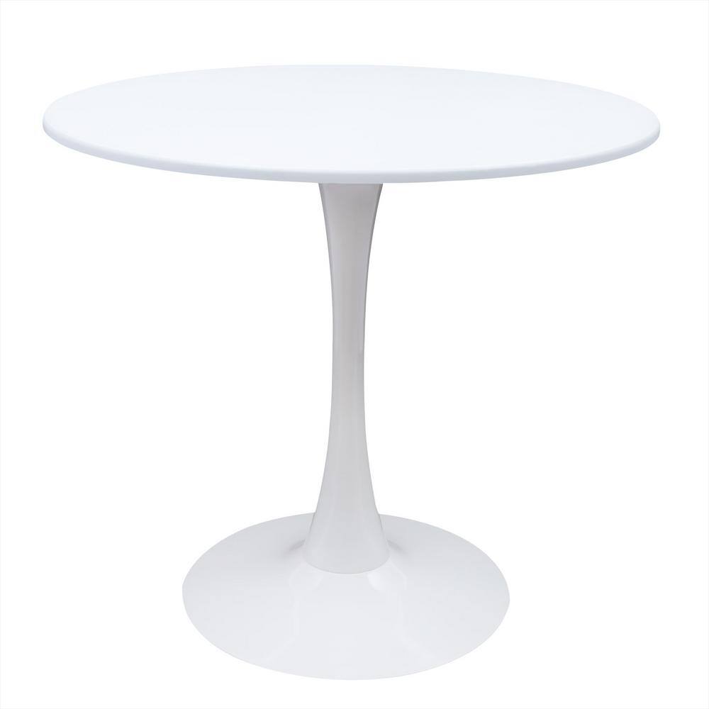 YIYIBYUS 31.5 in. Modern White Round Wood Top Dining Table HG-ML699-354 ...