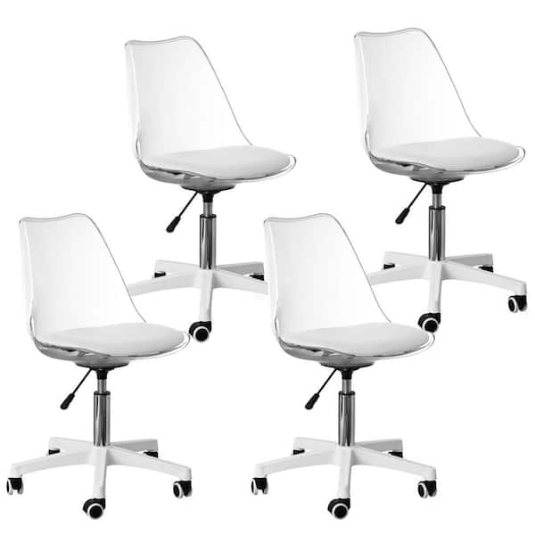 FABULAXE Acrylic Desk Chair, Armless Office Chair Height Adjustable ...