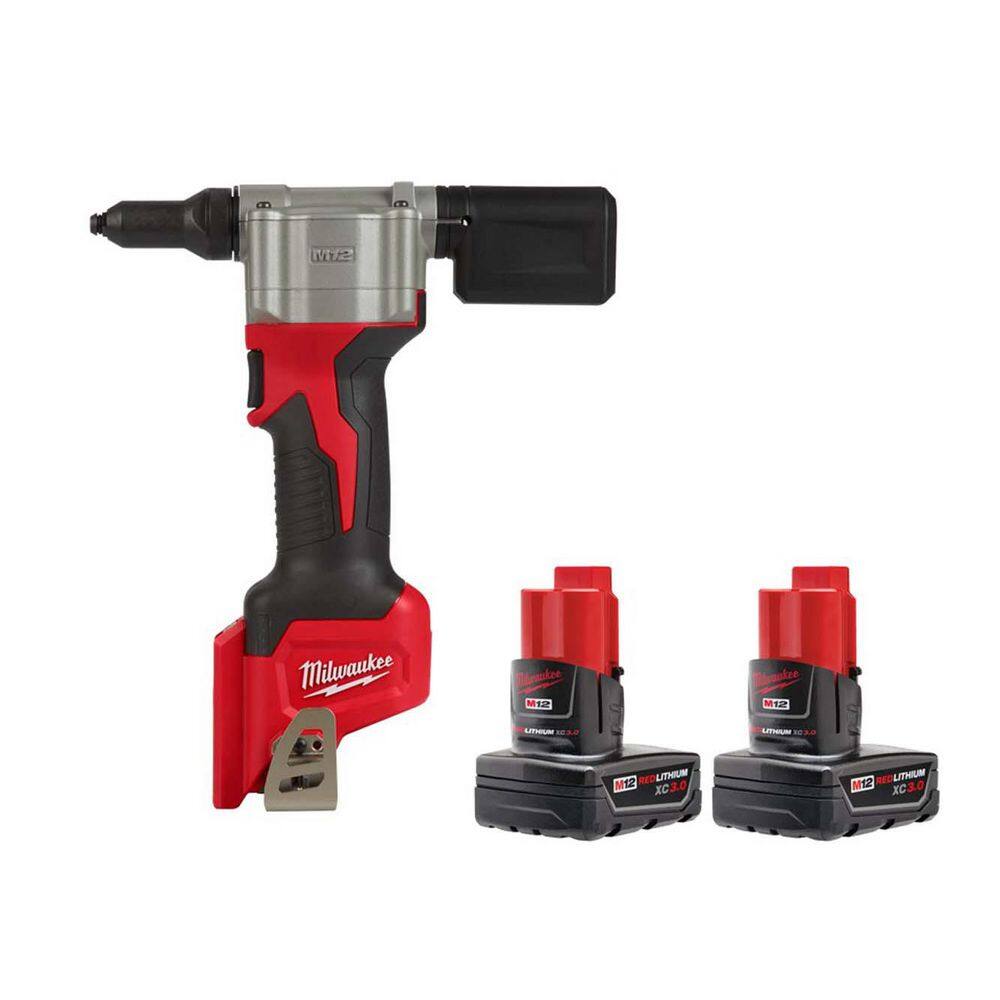 Milwaukee M12 12-Volt Lithium-Ion Cordless Rivet Tool with 3.0 Ah ...