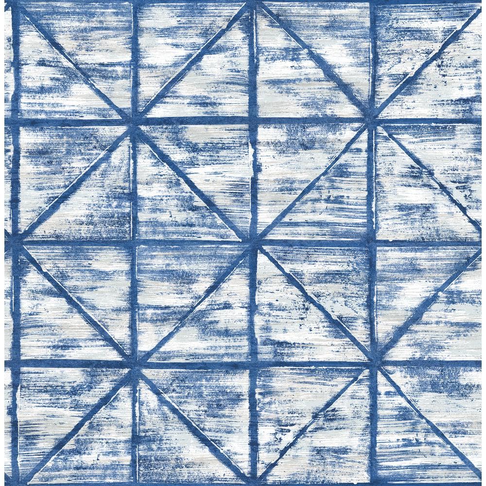 Seabrook Designs Ness Distressed Geo Ivory and Prussian Blue Paper ...