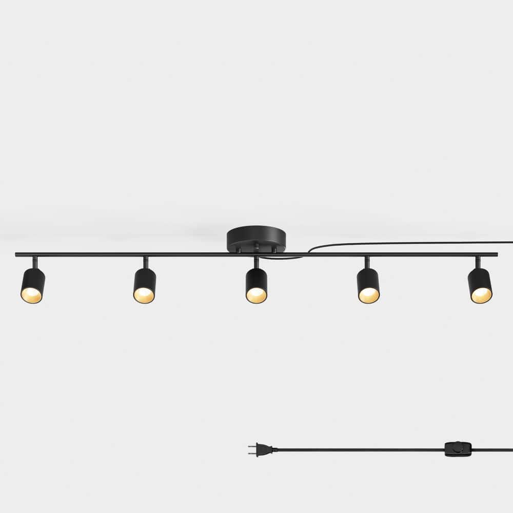 Vidalite Shura Black 5-Light Plug-In Track Light Kit, Dimmer Switch ...