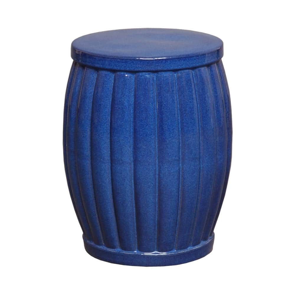Emissary Fluted 18.5 in. H Blue Round Ceramic Garden Stool 12667BL ...