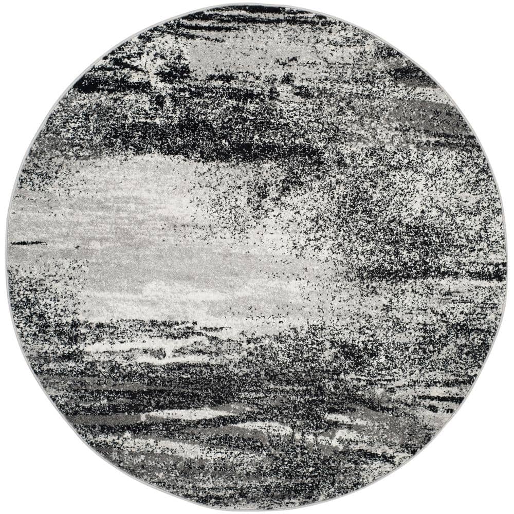 SAFAVIEH Adirondack Silver/Multi 4 ft. x 4 ft. Round Solid Area Rug ...