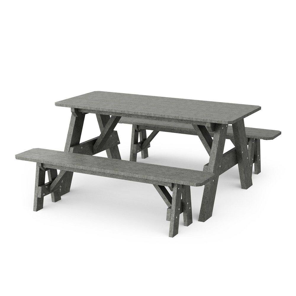 Wildridge Heritage 72 in. Dark Gray Rectangle HDPE Plastic Picnic Table ...
