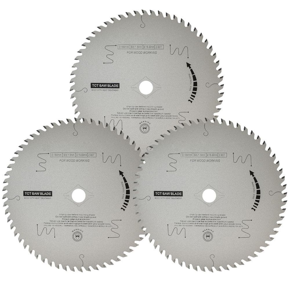 7-1/4 in. Teflon Coating TCT Circular Saw Blade 60T for Wood Cutting ...