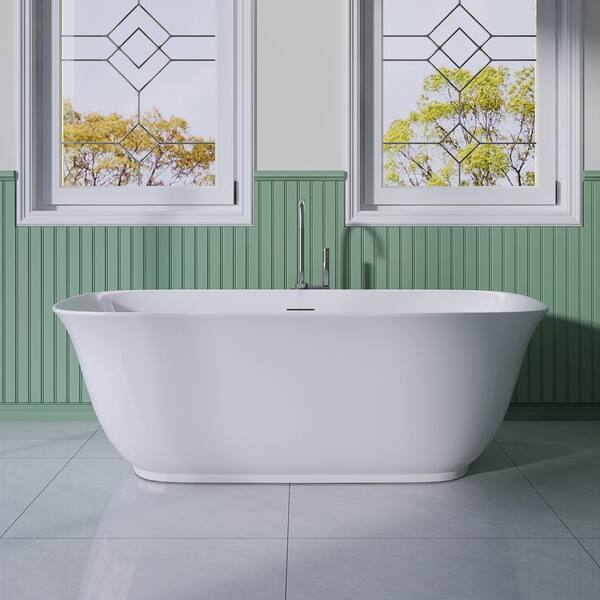 MEDUNJESS Mayotte 67 in. x 31.5 in. Acrylic Flatbottom Freestanding ...