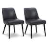 Spruce & Spring Leo Black Mid-Century Modern Dining Chairs with PU ...