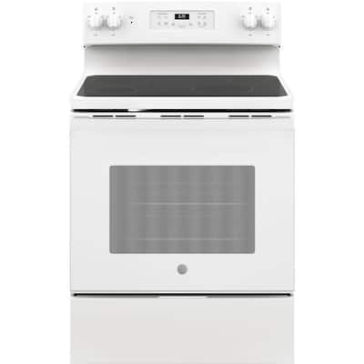 GE 30 in. 5.0 cu. ft. Electric Range with Self-Cleaning Oven in White ...