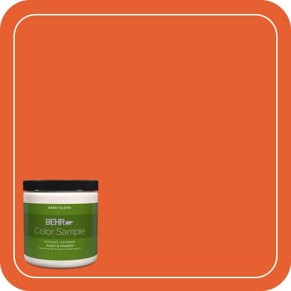 BEHR PREMIUM PLUS 8 oz. #S-G-230 Startling Orange Semi-Gloss Interior ...