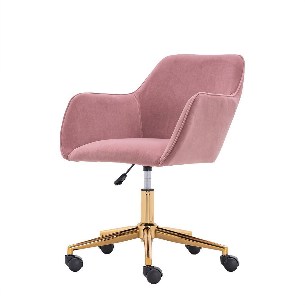 Boyel Living Chic Modern Home Office Pink Velvet Task Chairs with ...