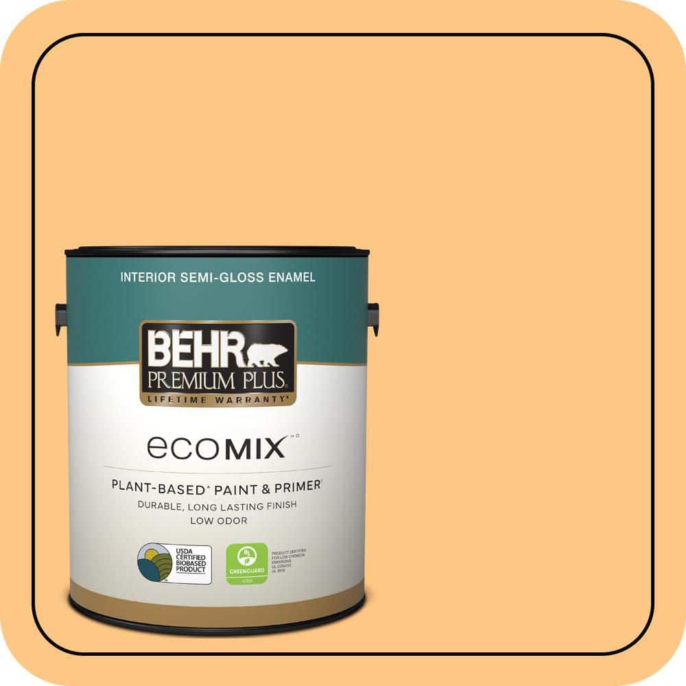 BEHR PREMIUM PLUS 1 gal. #P240-4 Mango Tango Semi-Gloss Enamel EcoMix ...