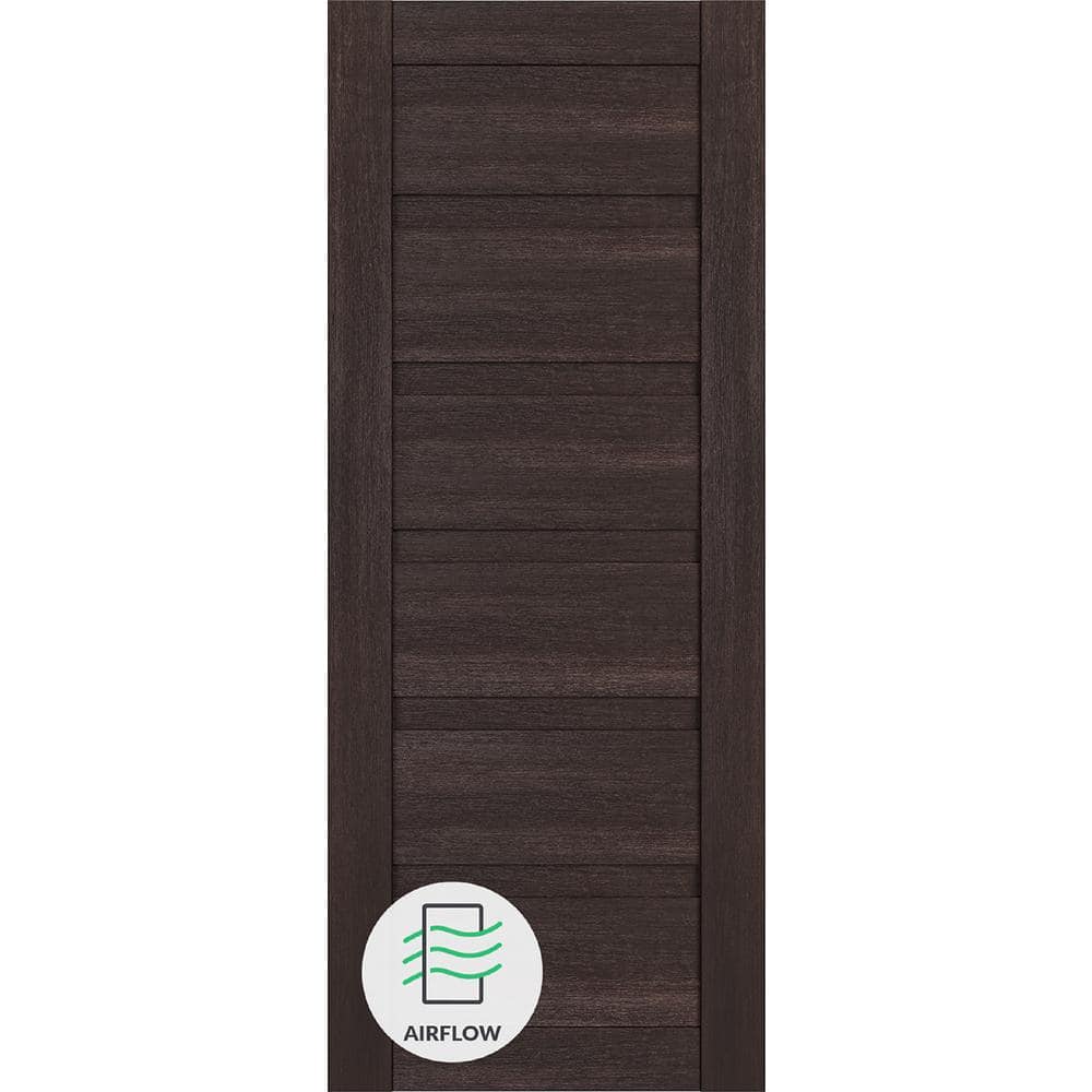 Belldinni Louver 28 in. x 84 in. No Bore Solid Core Vera Linga Oak Wood ...