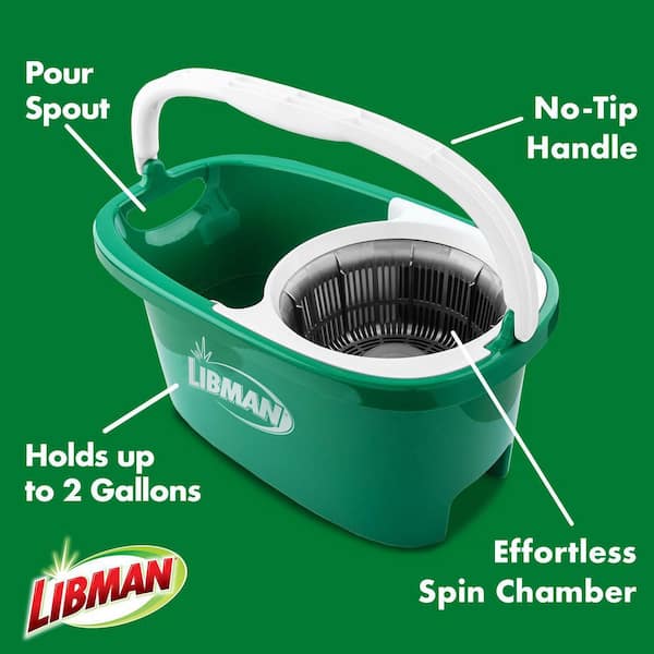 Libman Tornado Spin Mop with Bucket Cleaning System, Microfiber Spin Mop Head, Machine Washable ...