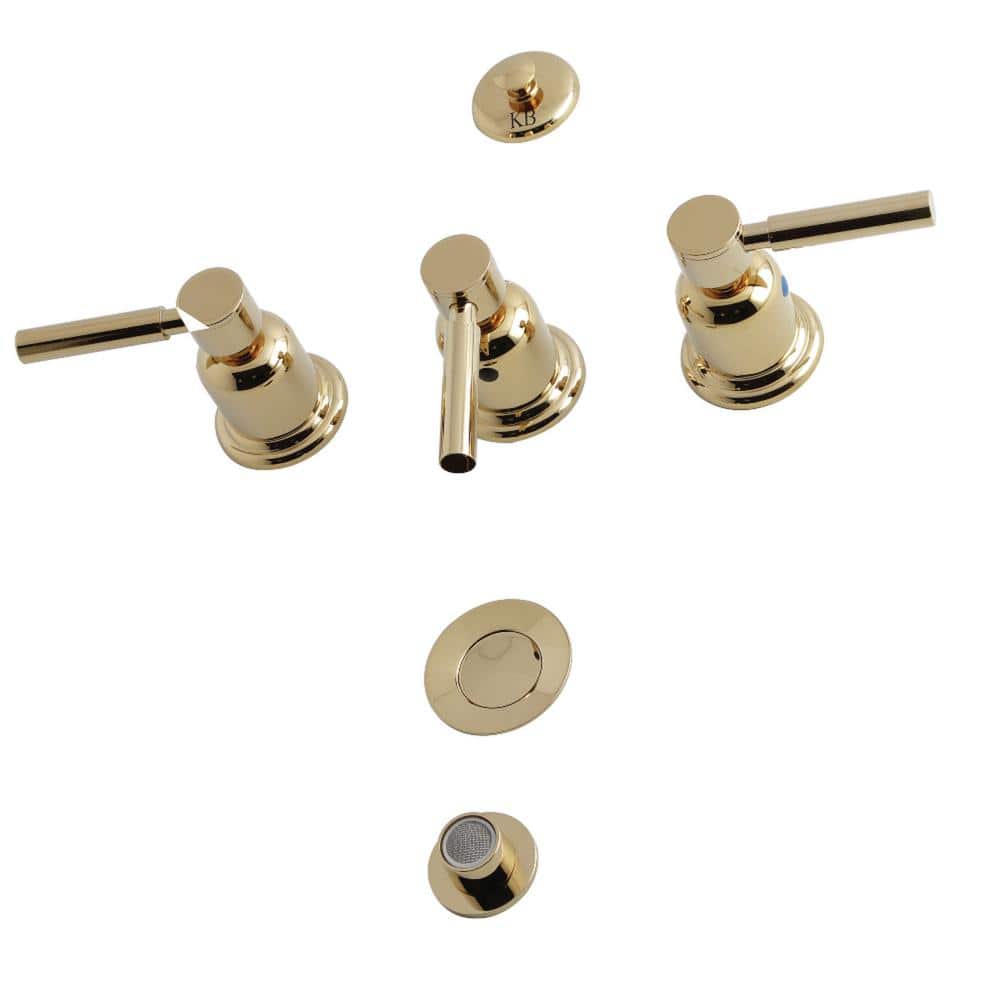 Kingston Brass Concord 3-Handle Bidet Faucet with Brass Pop-Up in ...