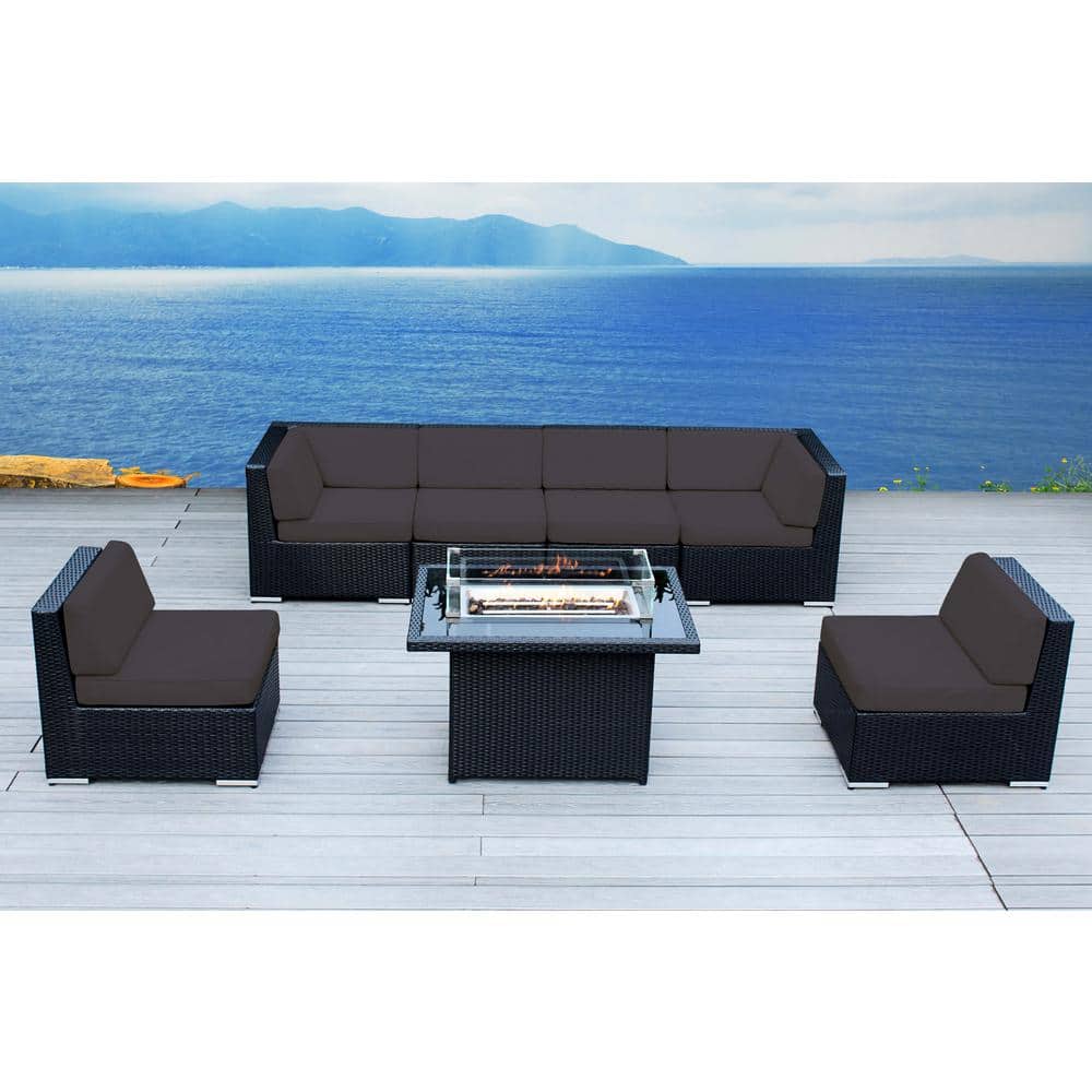 Reviews for Ohana Depot Ohana Black 7 -Piece Wicker Patio Fire Pit ...