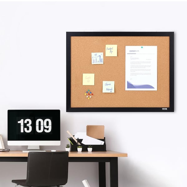 VEVOR Cork Board 36 in. x 24 in. Vision Board Includes 10 Pushpins and ...