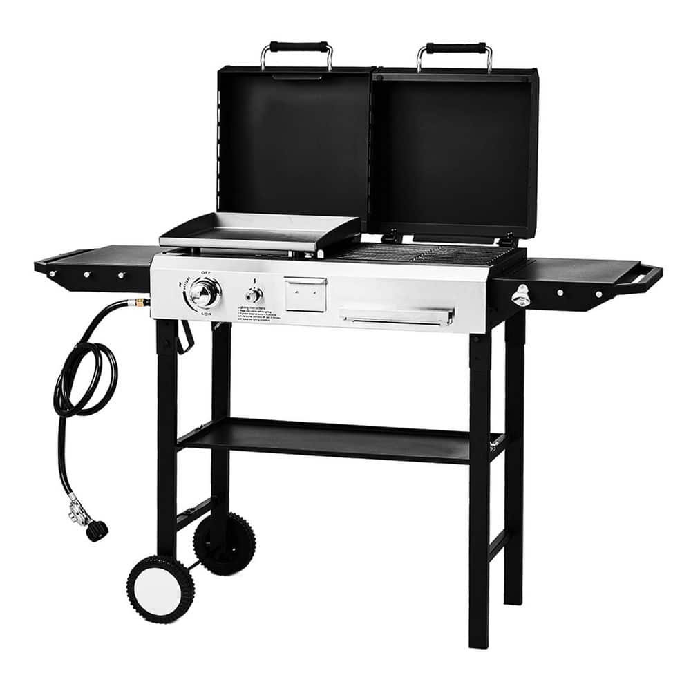 Karl home 12,000 BTU 2-in-1 Propane Gas Grill and Charcoal Grill Combo ...