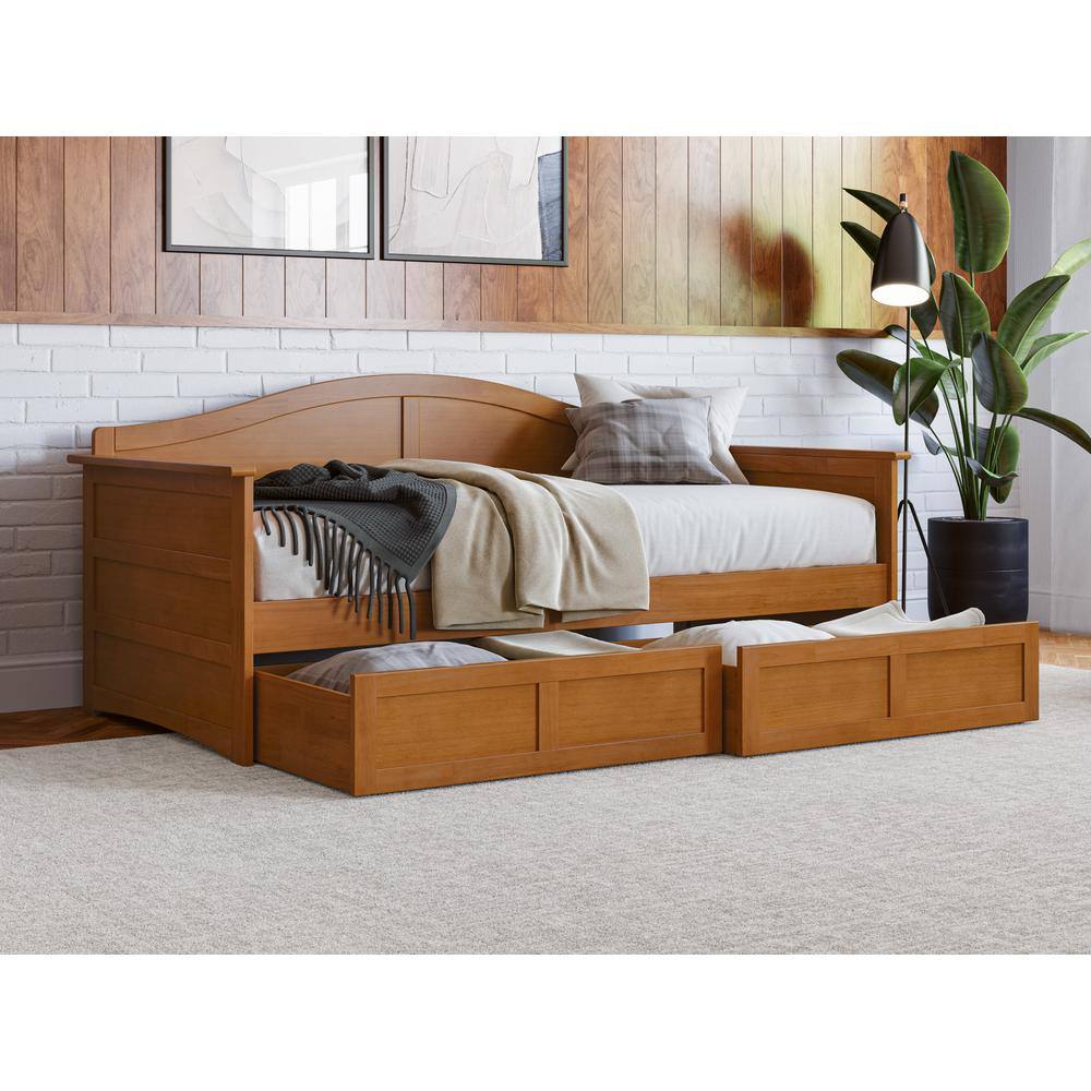AFI Acadia Light Toffee Natural Bronze Twin Solid Wood Daybed with Set ...