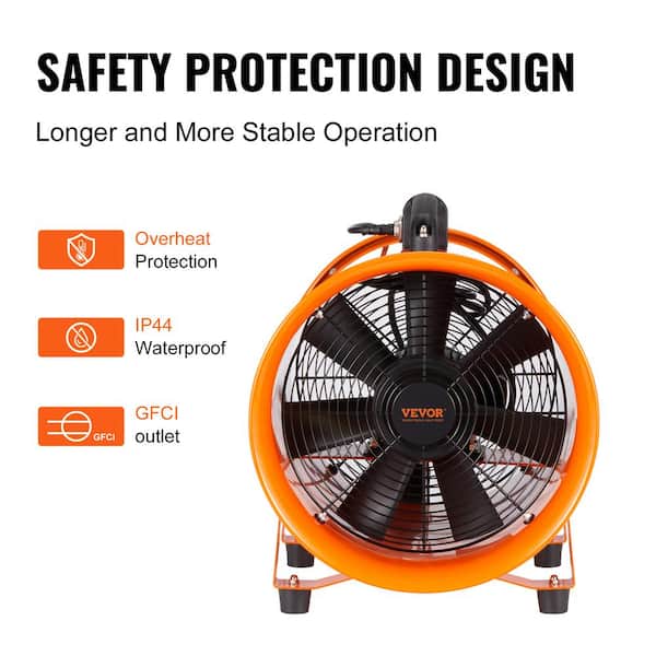 VEVOR Pivoting Utility Blower Fan 12 in. 550 Watt 1471 and 2295 CFM ...