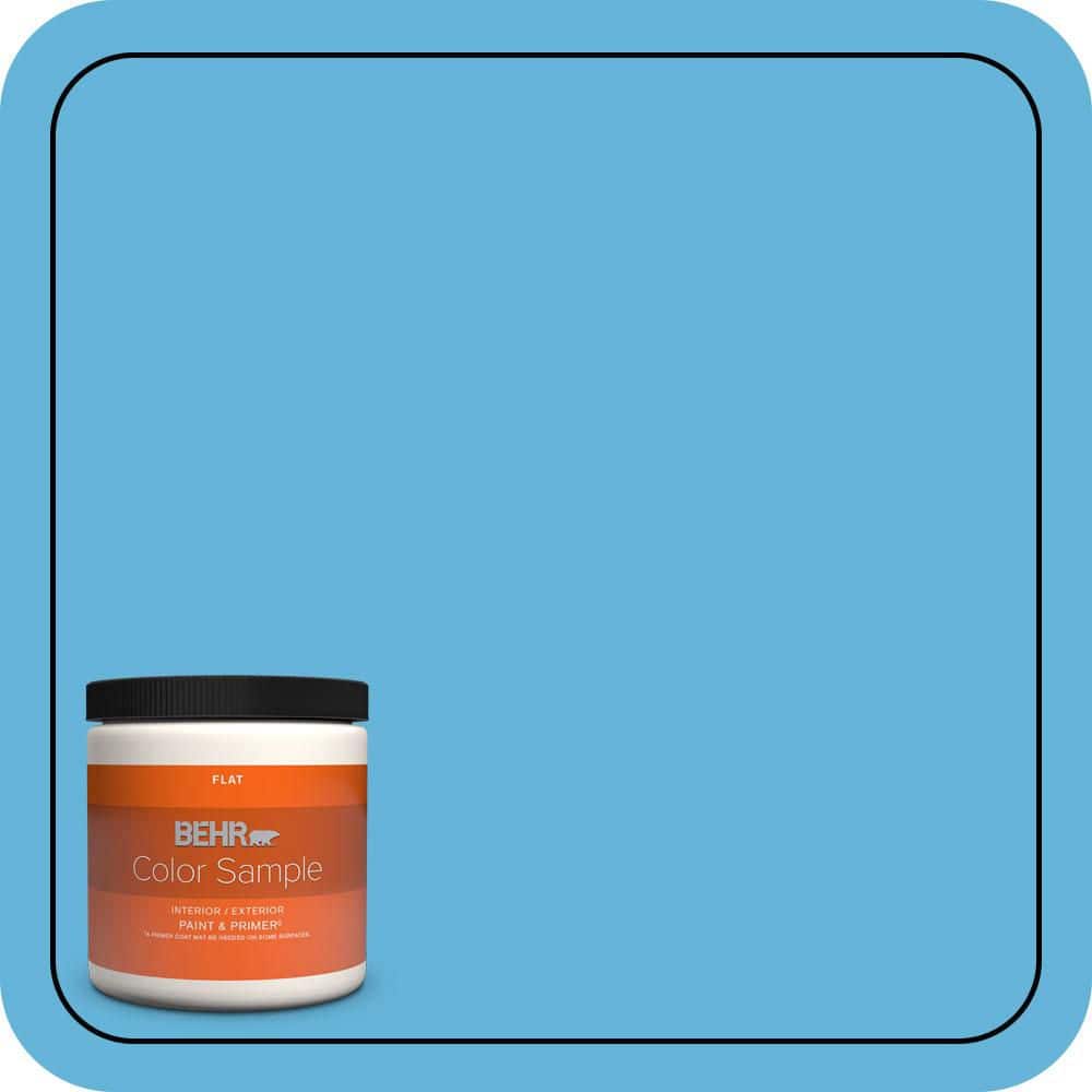 BEHR PREMIUM PLUS 8 oz. #540B-5 Riviera Blue Flat Interior/Exterior ...