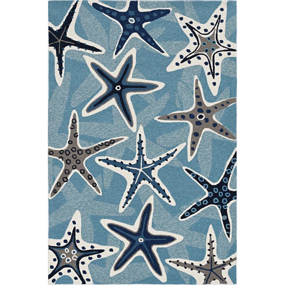 MILLERTON HOME Mira Blue 7 ft. x 10 ft. Star Nautical Hand-Made Area ...