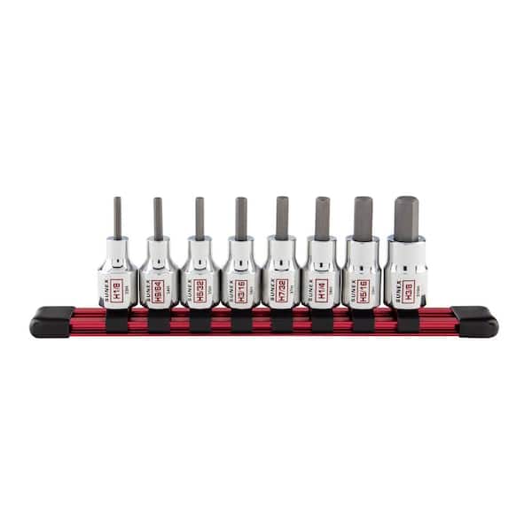 SUNEX TOOLS 3/8 in. Drive SAE Chrome Hex Bit Socket Set with Rail (8 ...