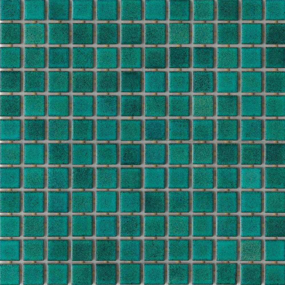 EMSER TILE Afloat Sea 13 in. x 13 in. Square Glossy Porcelain Mosaic ...