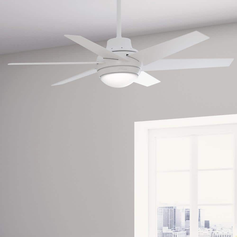 Hunter Sotto 52 in. LED Indoor Fresh White Ceiling Fan with Light Kit ...