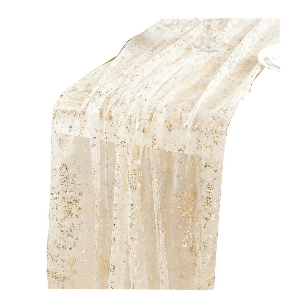 27 in. W x 120 in. L Gold Solid Polyester Table Runner (Set of 8 ...