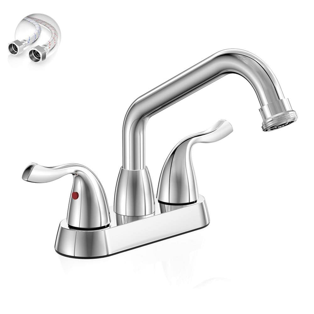 Phiestina 4 in. 2 or 3 Hole Chrome Utility Sink/Laundry Faucet, with ...