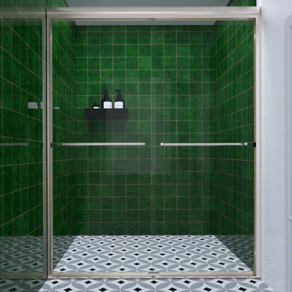 Hermitage Bath Nesso 60 in. W x 72 in. H Sliding Semi-Frameless Shower ...