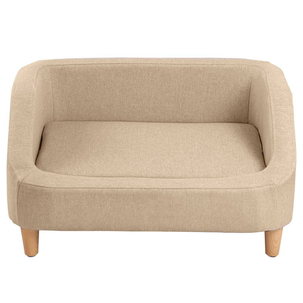 cenadinz 30 in. Beige Pet Sofa with Movable Cushion, with Wood Style ...