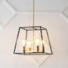 JONATHAN Y Lloyd 15 in. 4-Light Black/Brass Gold Farmhouse Industrial ...