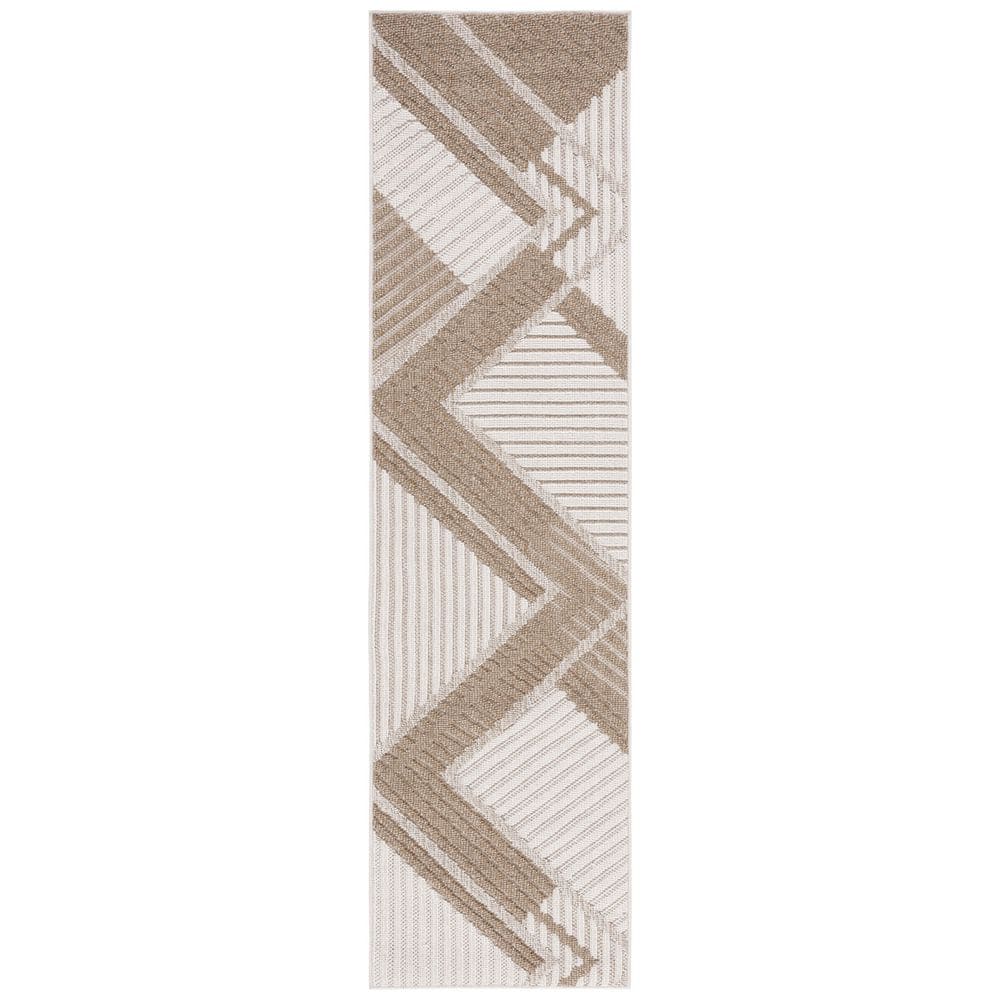 SAFAVIEH Global Beige/Light Beige 2 ft. x 6 ft. Abstract Chevron Runner ...