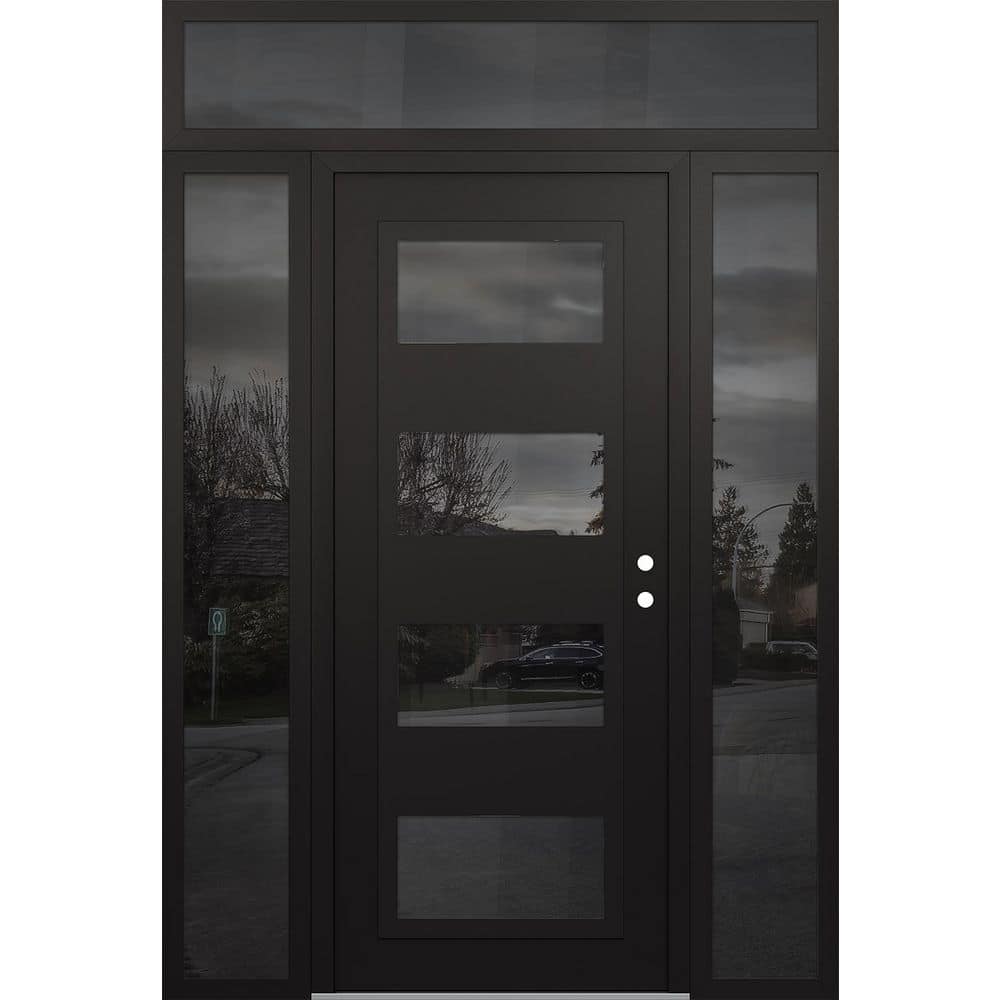 Tessari Doors C2 64 in. x 96 in. Black P Left-Hand/Inswing Mirrored ...