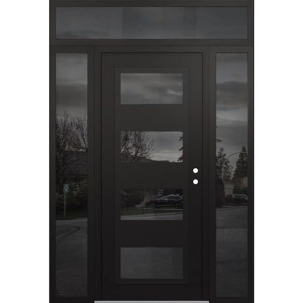 Tessari Doors C2 64 in. x 96 in. Black P Left-Hand/Inswing Mirrored ...