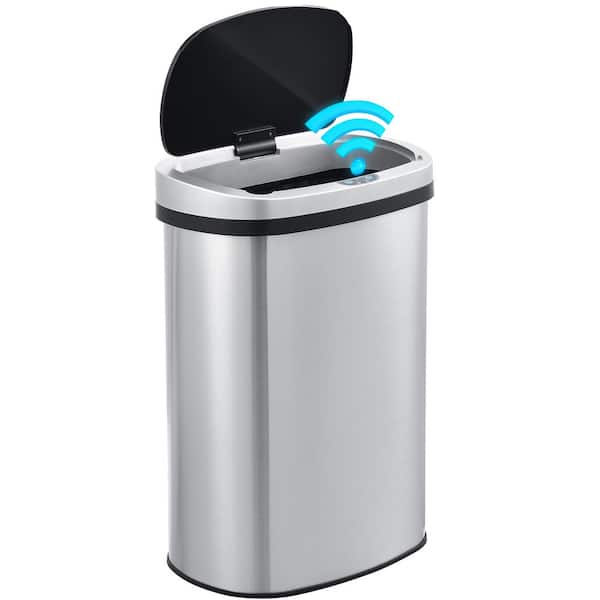 NINESTARS 13.2 Gal. Hands-Free Infrared Motion Sensor Trash Can ...