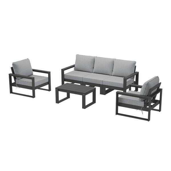 WESTIN OUTDOOR Endless Gray Frame Light Gray Cushions 6-Piece HDPE ...