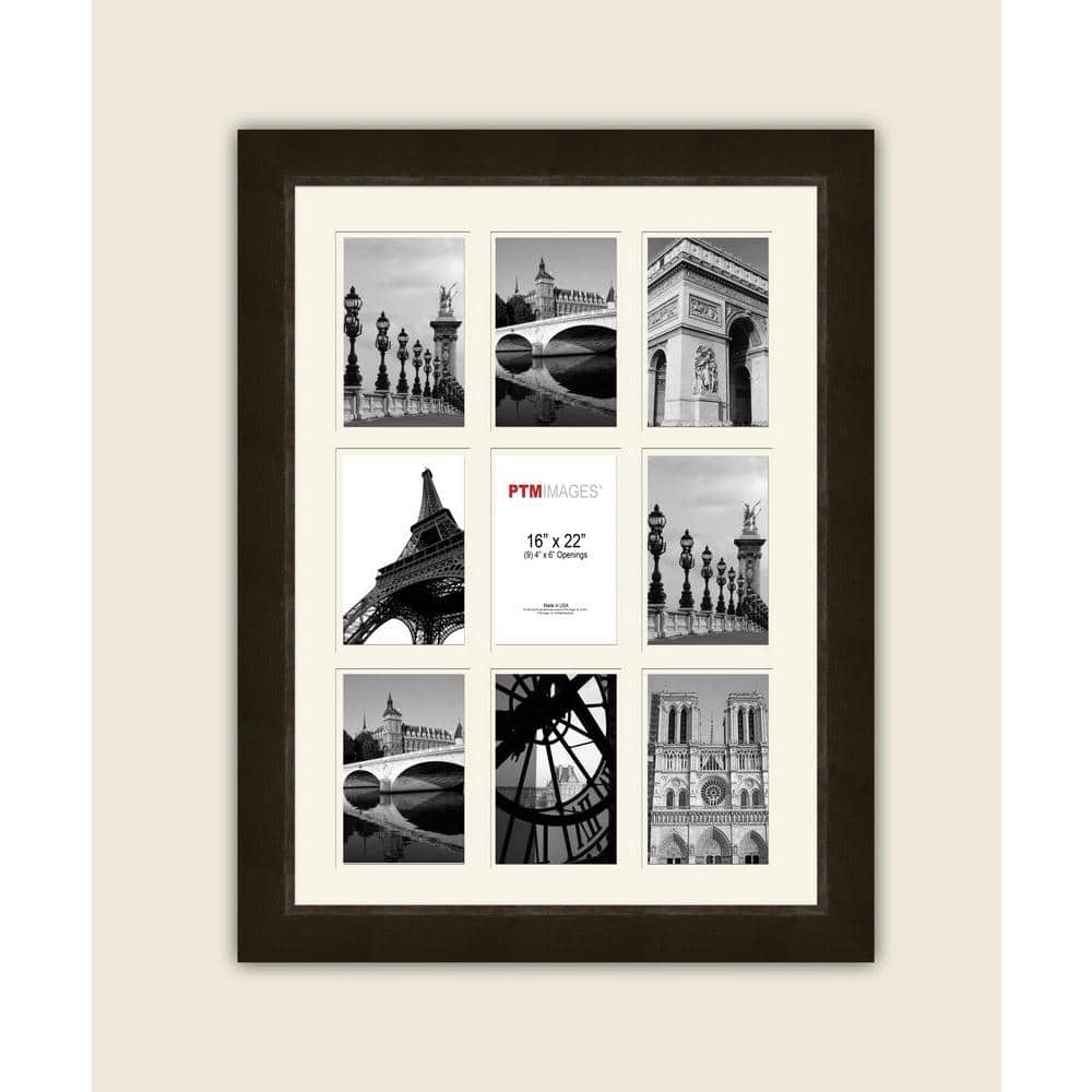 PTM Images 9-Opening 4 in. x 6 in. White Matted Espresso Photo Collage ...