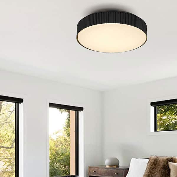 Basdien 13 in. Black LED Flush Mount Ceiling Light, 35W 5 Color ...